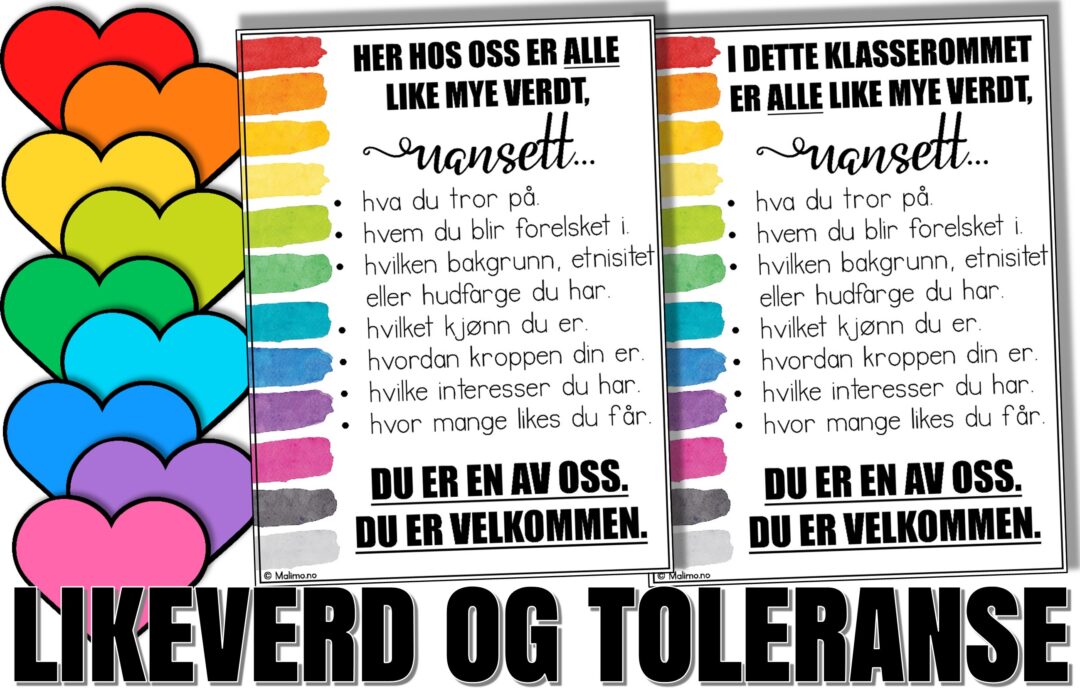 LHBT, likeverd og toleranse i klasserommet (plakater) - Idebank