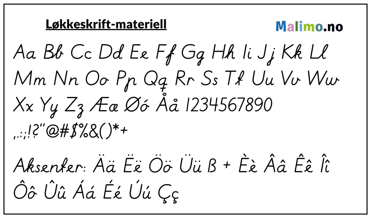 Skriftforming med håndskrift, stavskrift og løkkeskrift - Idebank